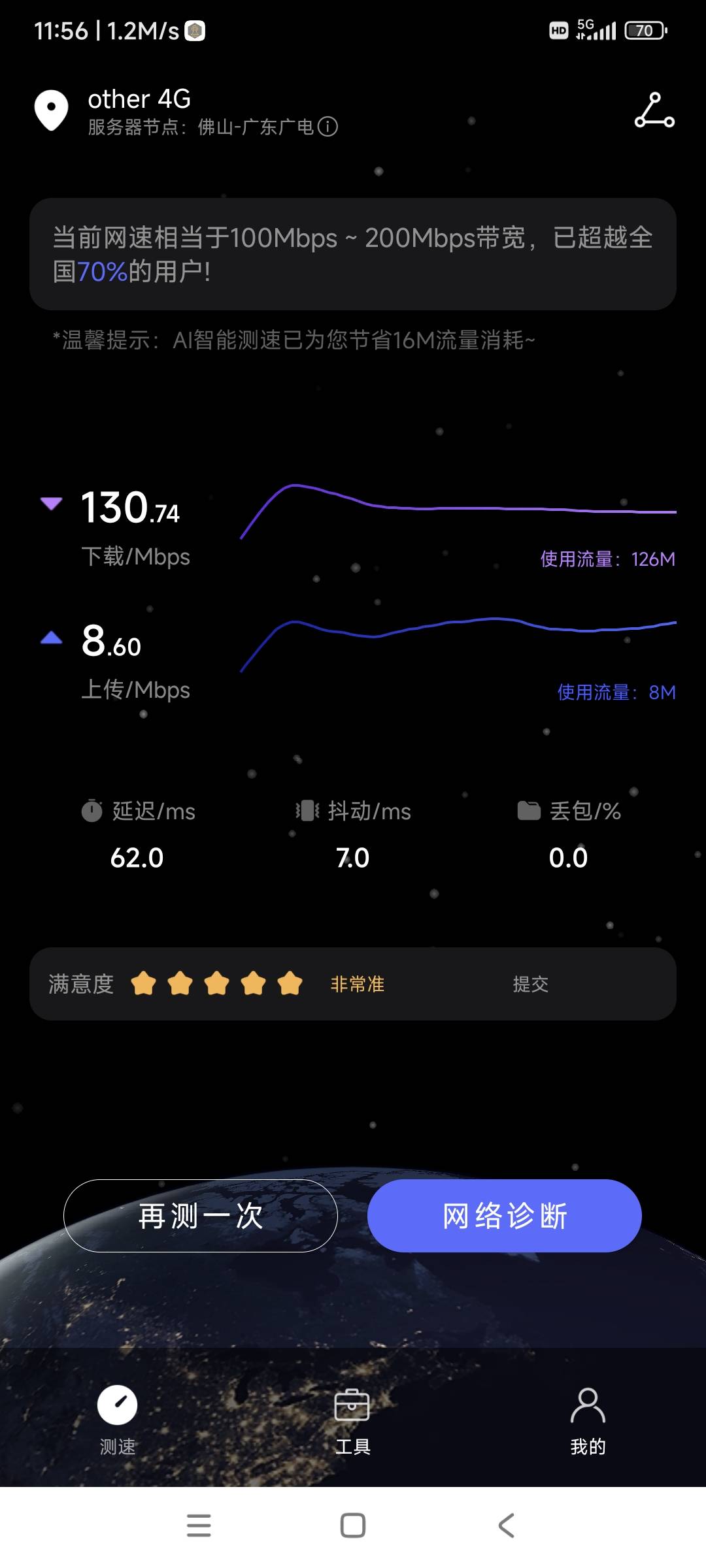 广东广电N28频段测速-130Mbps - 运营商·运营人 - 通信人家园 - Powered by C114